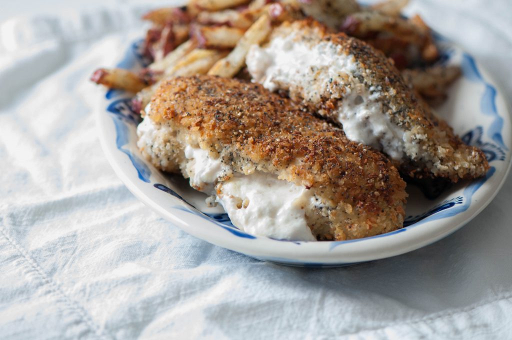 Cream Cheese Stuffed Everything Chicken with Everything Fries - Meg's ...